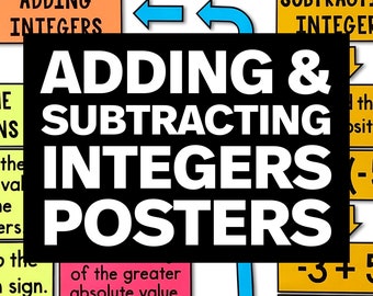 Adding and Subtracting Integers Posters Math Classroom Decor - Etsy