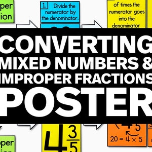 Converting Mixed Numbers & Improper Fractions - Math Classroom Decor ...