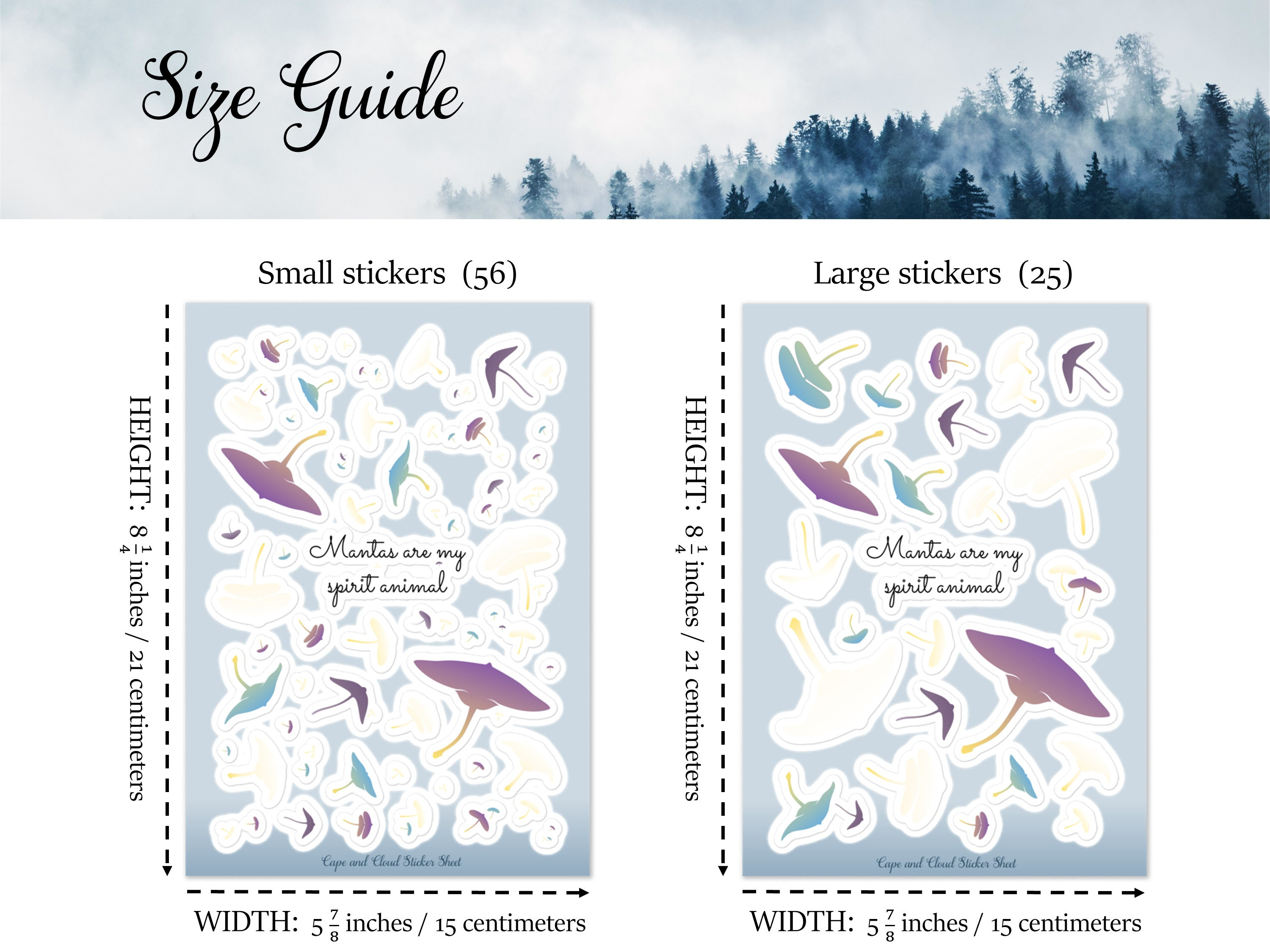 Manta Sticker Sheet 56 or 25 Stickers Minimalist Pastel - Etsy