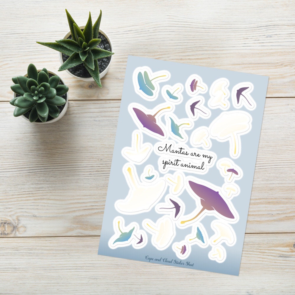 Manta Sticker Sheet 56 or 25 Stickers Minimalist Pastel - Etsy