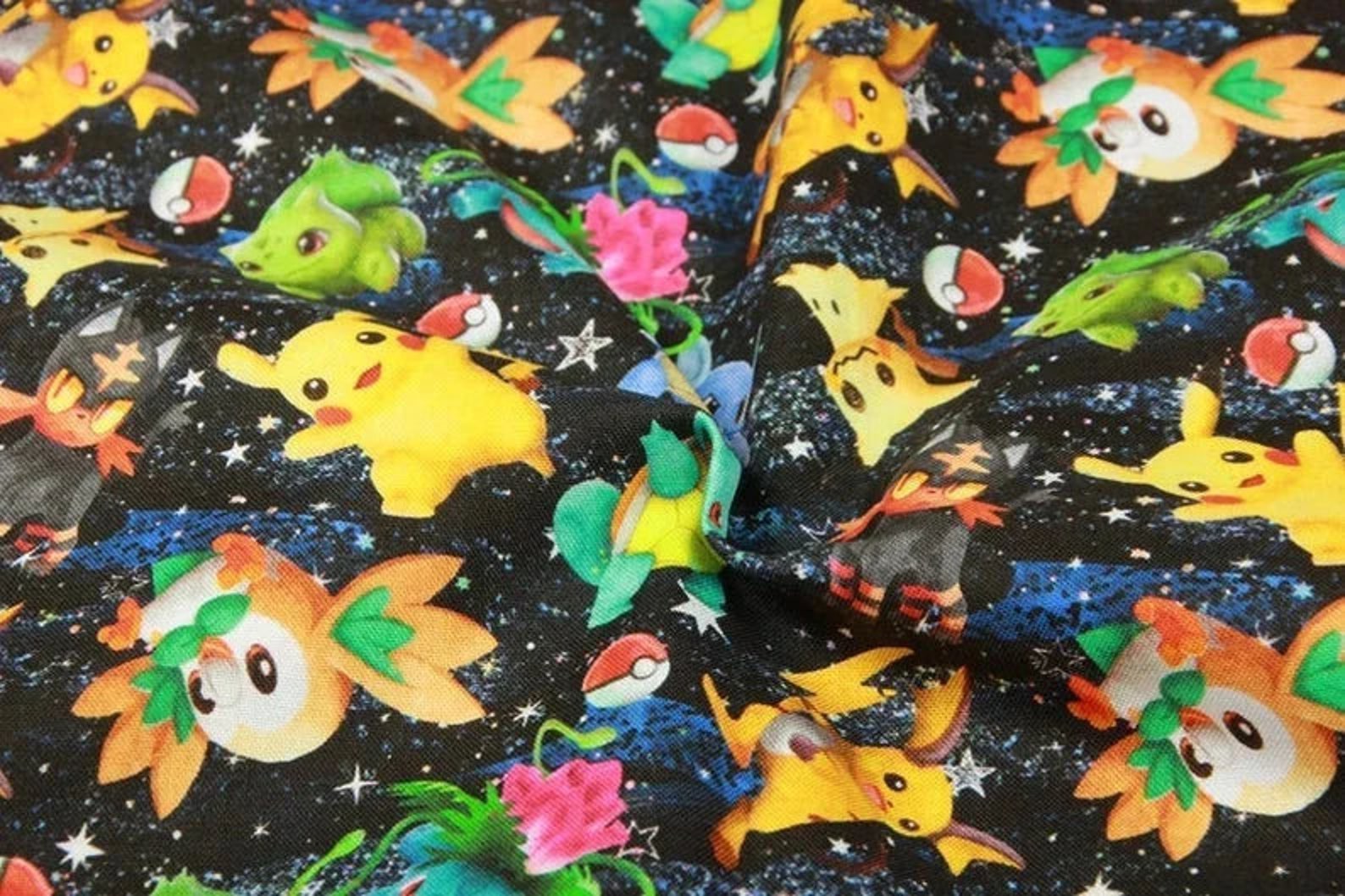 Pokemon Fabric Anime Cartoon Cotton Fabric by the Half Yard | Etsy