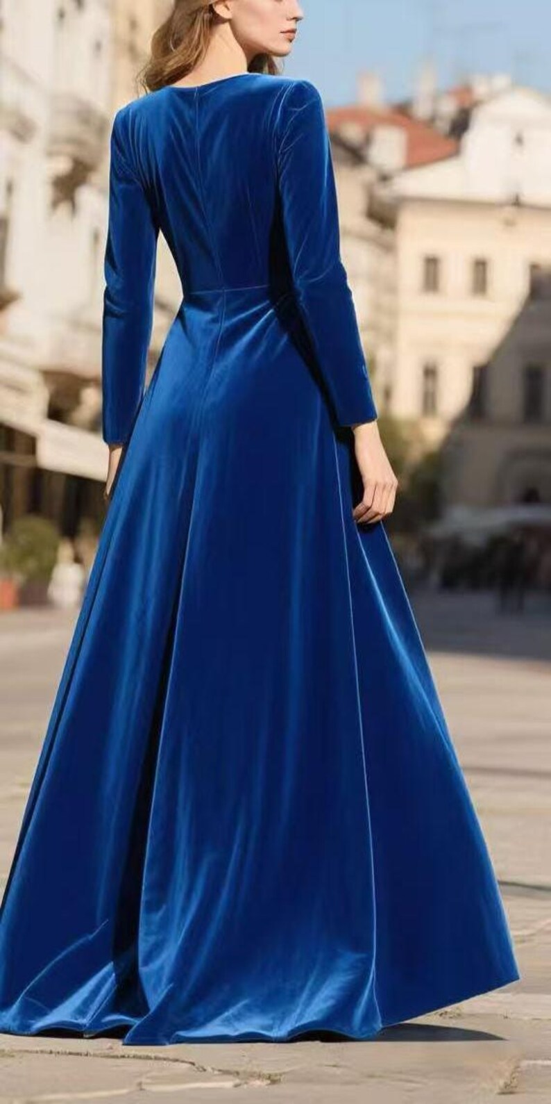 Royal Blue Velvet Dress Women, Floor Length Velvet Maxi Gown, Elegant ...