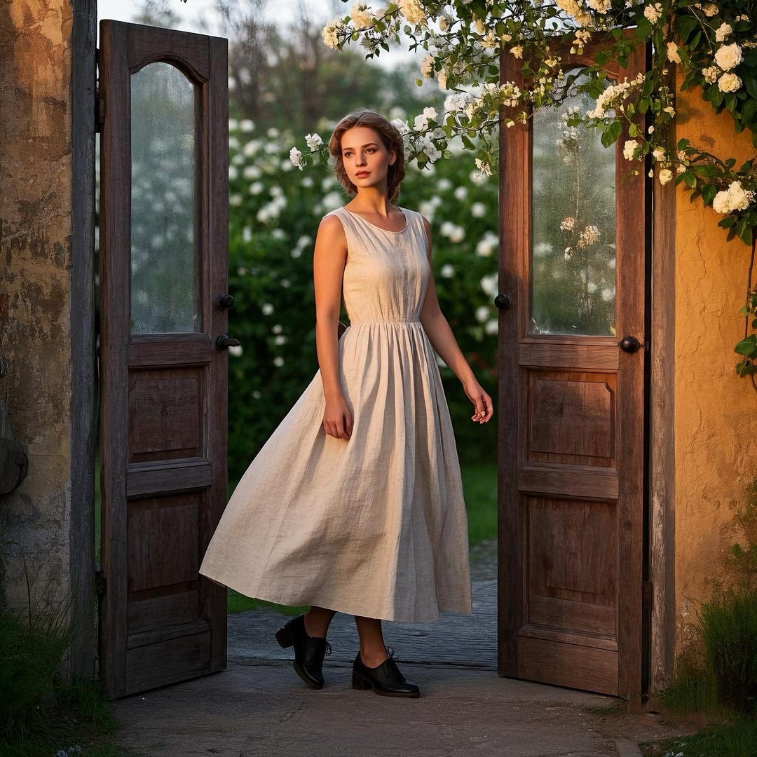 Timeless Linen Maxi Dress Cottagecore Sleeveless Dress Handmade Summer ...