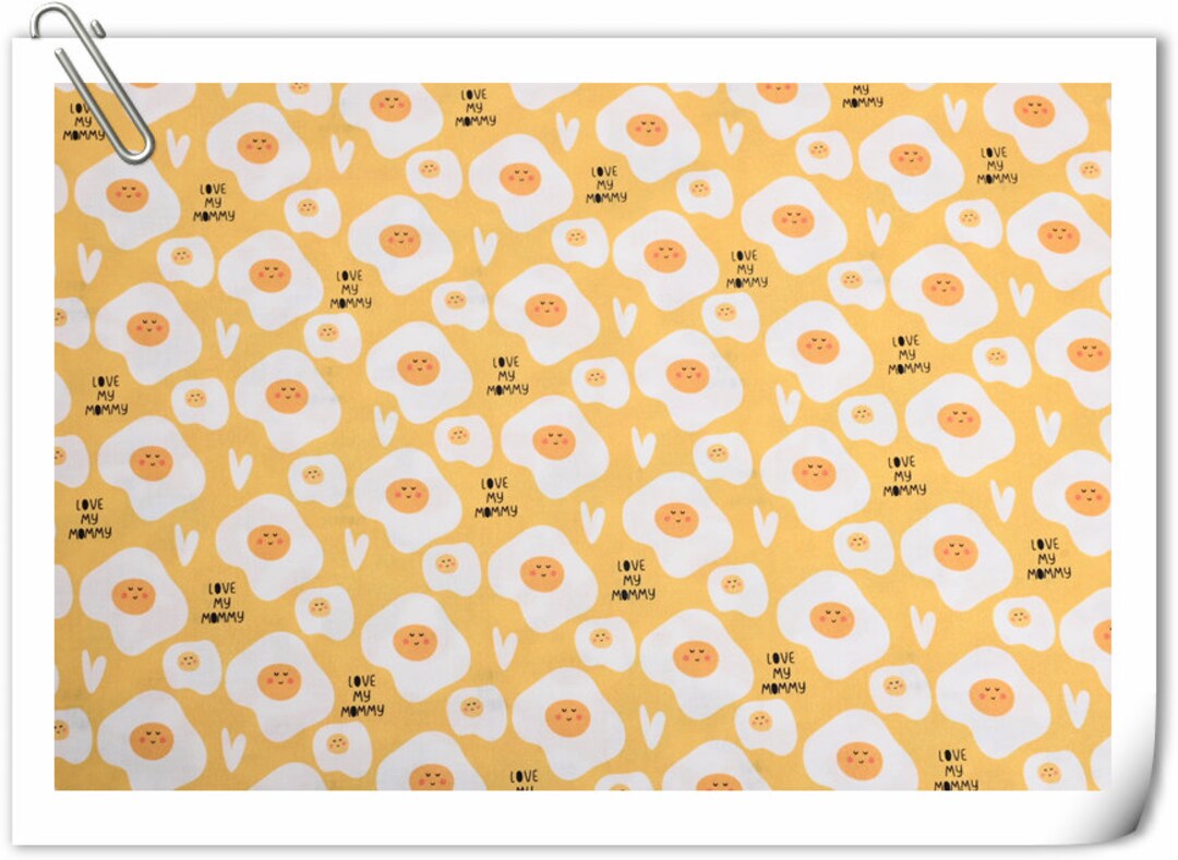 Egg Face Fabric Food Face Fabric Fried Egg Fabric Cute Food Pattern ...