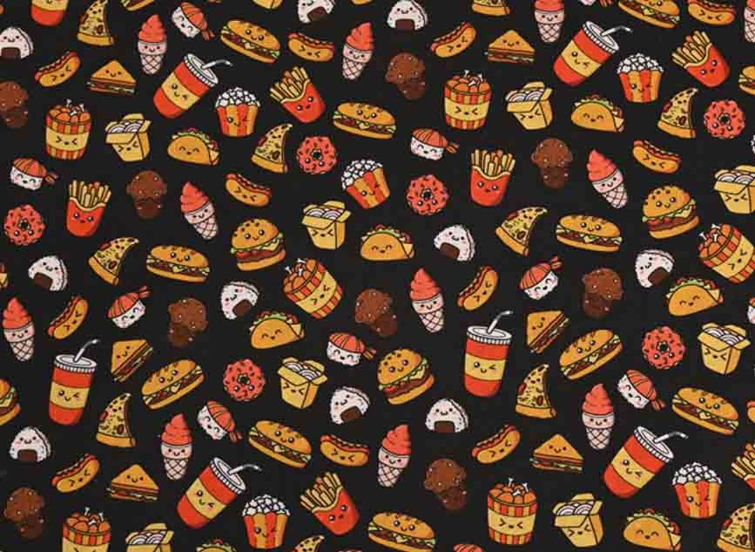 Fast Food Fabric Pizza Ice Cream Donut Burger French Fries Hot Dogs ...