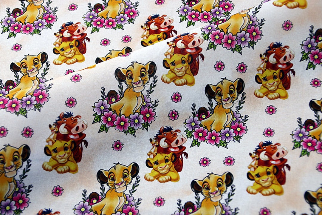 Lion King Simba Fabric Disney Anime Cartoon Cotton Fabric by the Half ...