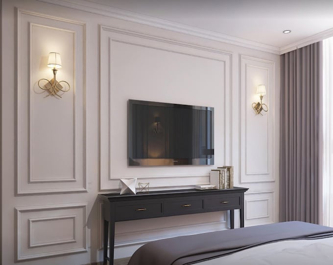 Custom Made Design TV Unit Wall Moulding Wainscotting - Wall Molding ...