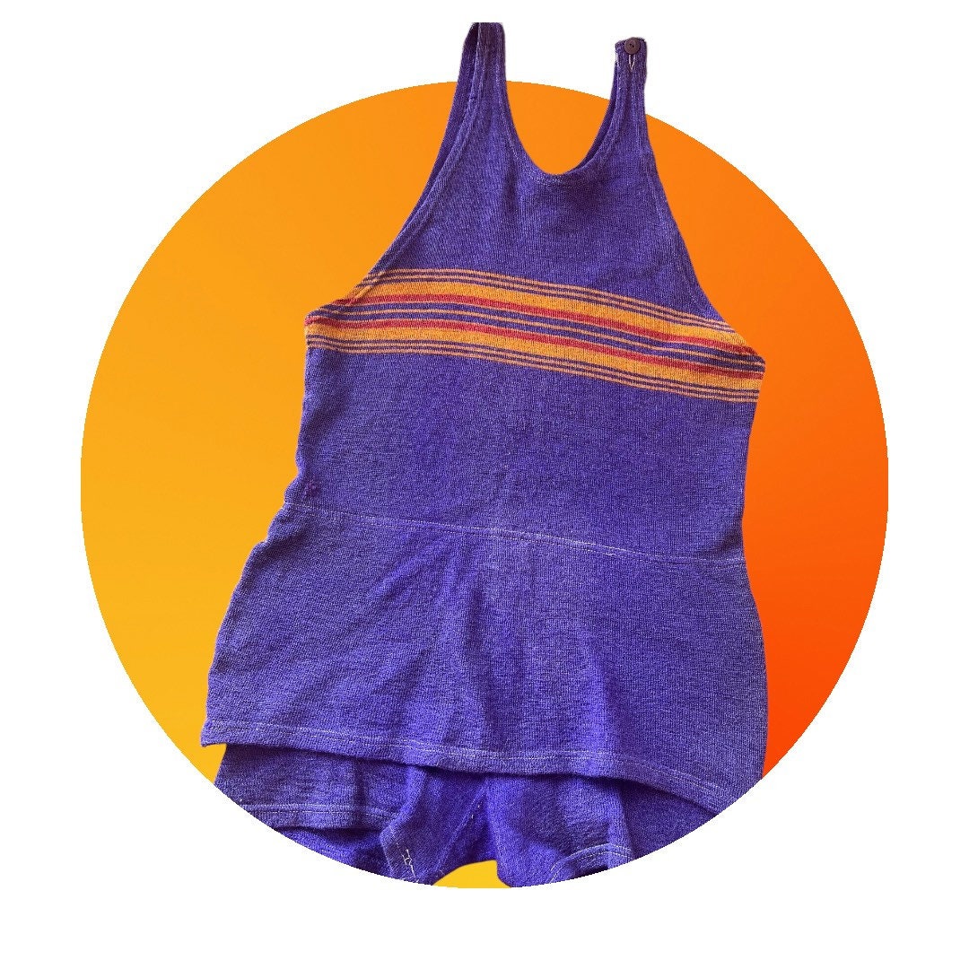 1920s Purple and Orange Classic Swimsuit - Etsy