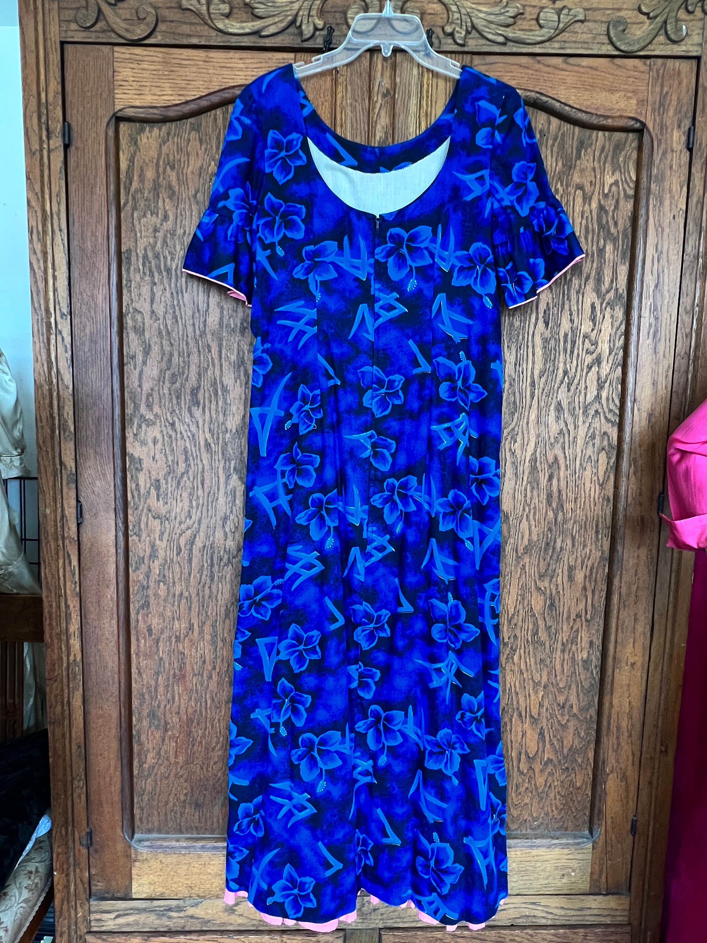1950s Royal Blue Plumeria Flower Hawaiian Dress Muumuu - Etsy