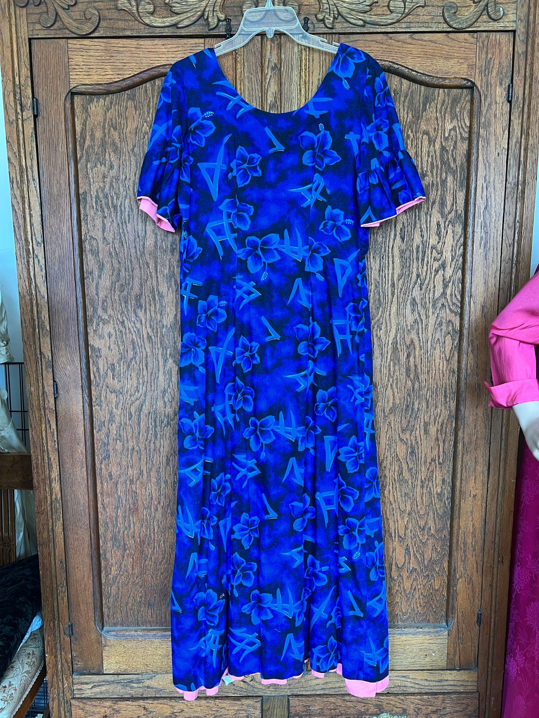 1950s Royal Blue Plumeria Flower Hawaiian Dress Muumuu - Etsy