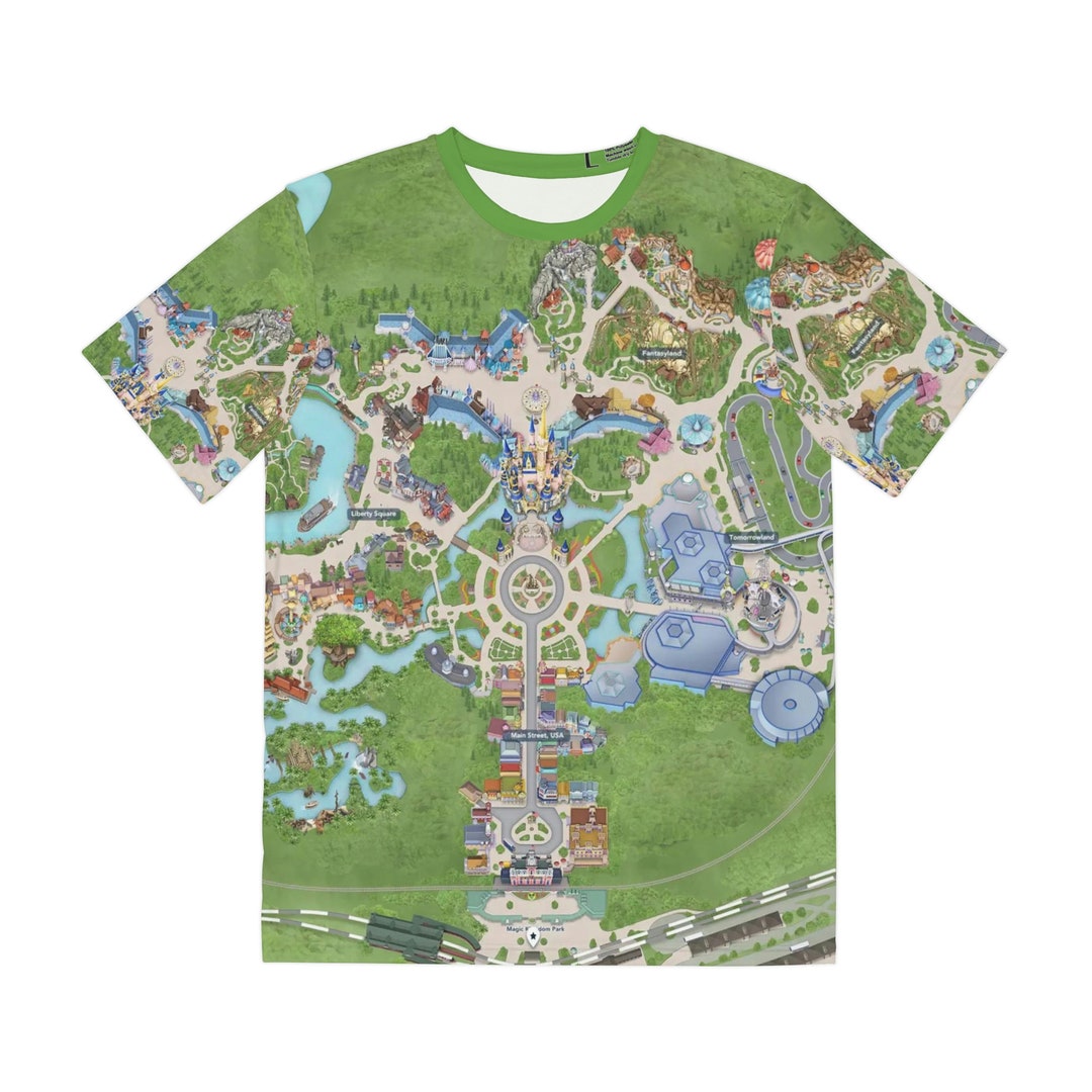 Disney's Magic Kingdom Map Unisex Polyester Graphic Tee Shirt Runs ...