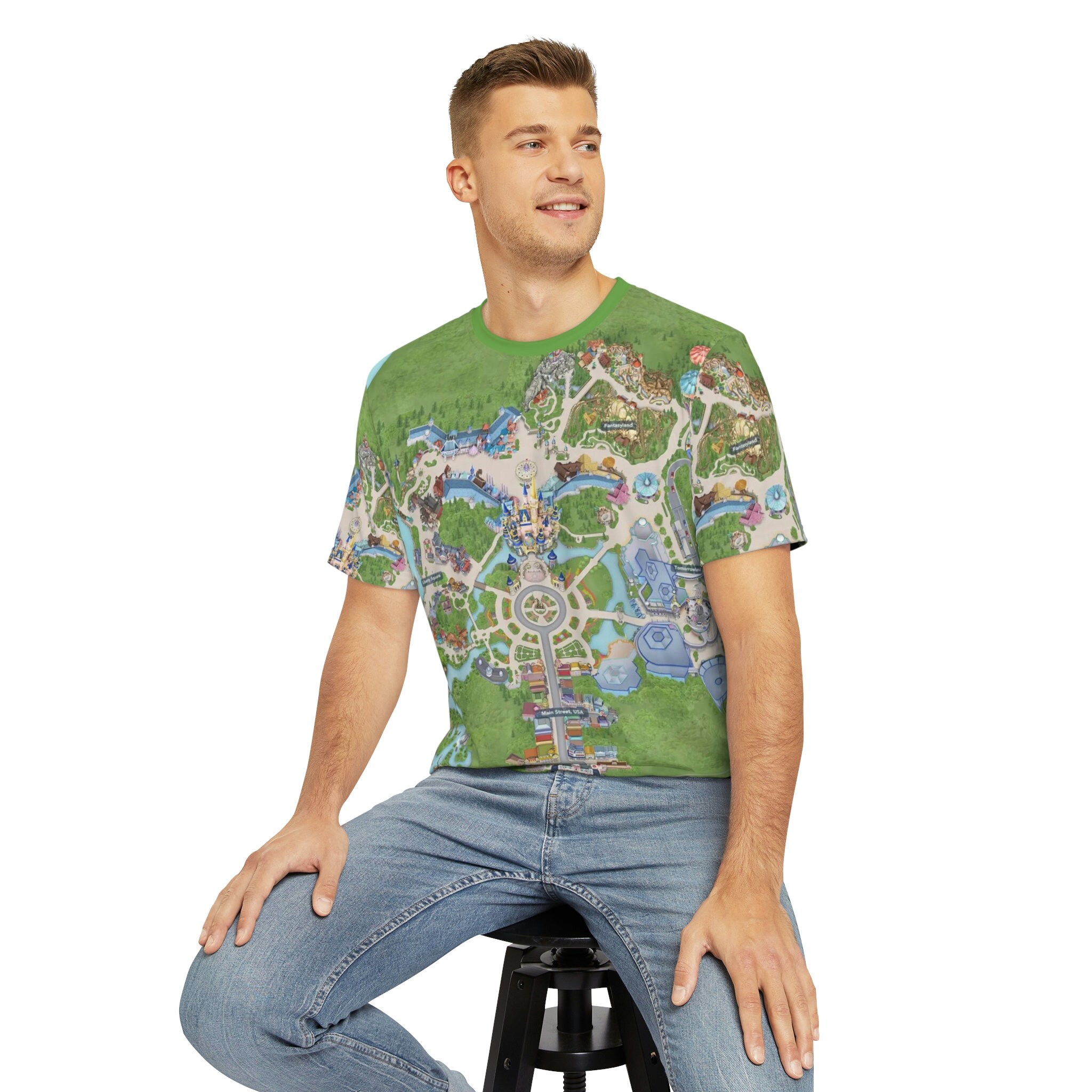 Disney's Magic Kingdom Map Unisex Polyester Graphic Tee Shirt Runs ...