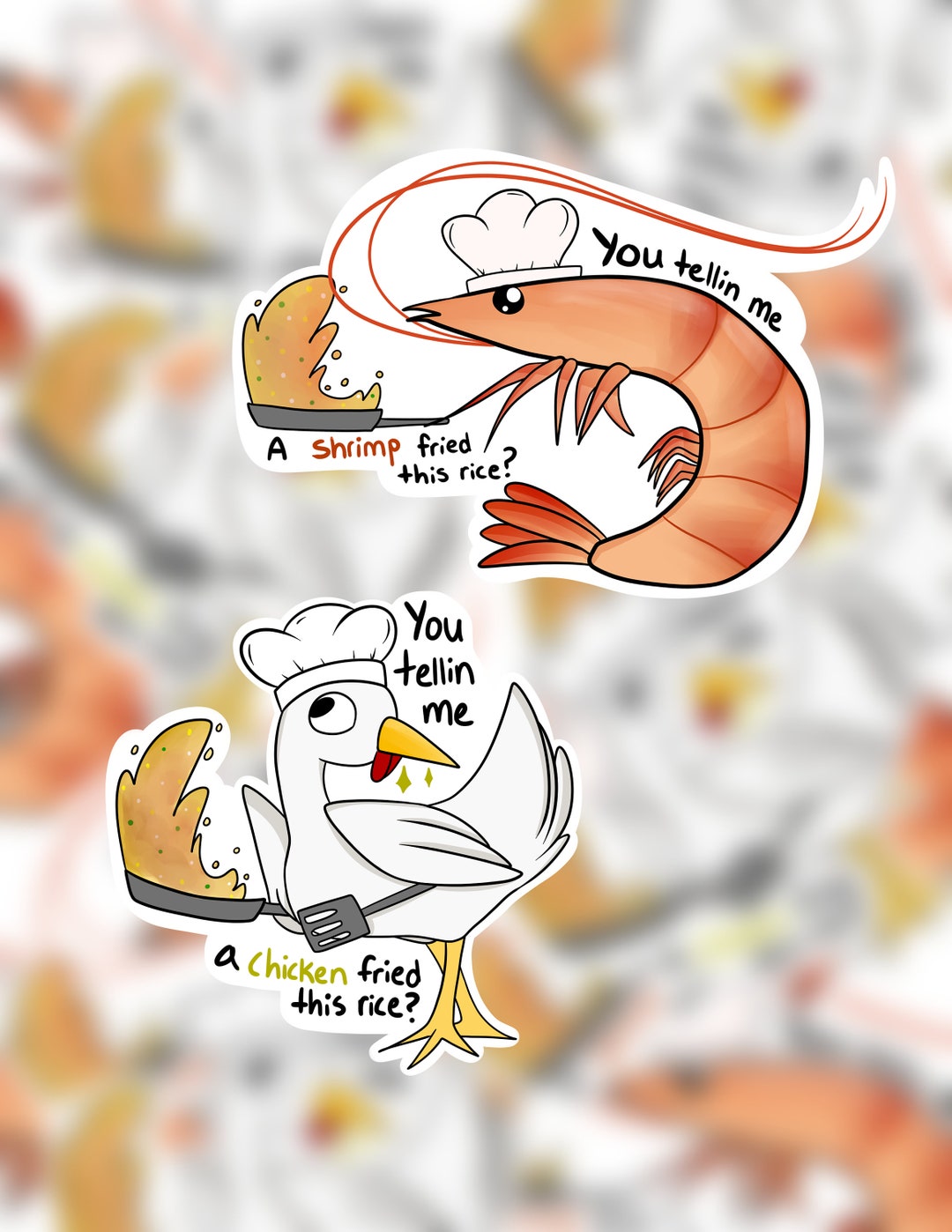 Fried Rice || Chicken and Shrimp || Matte Stickers - Etsy