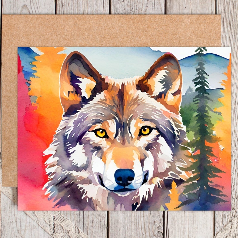 Wolf Card - Etsy