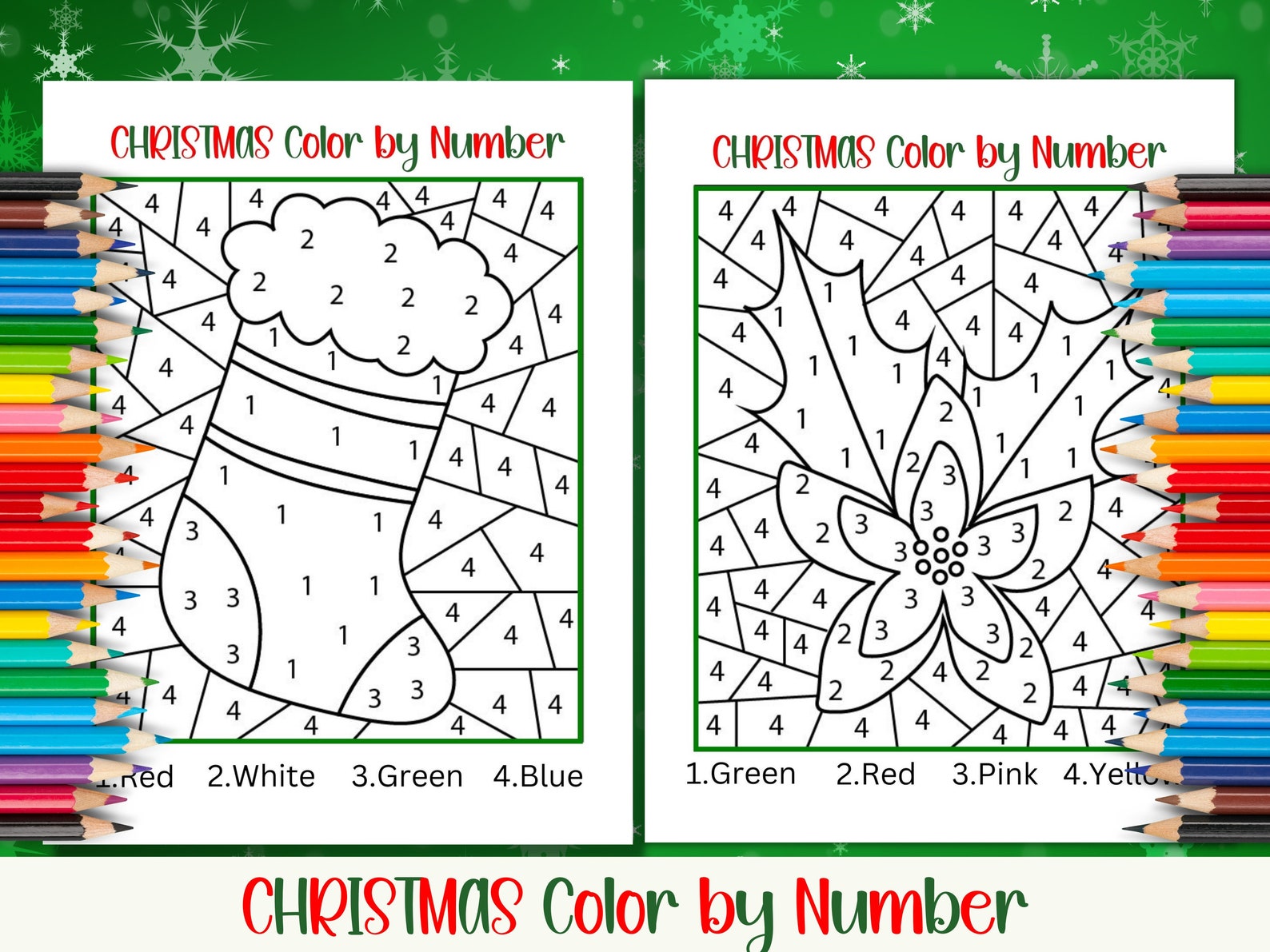 Christmas Color by Number, Kids Christmas Coloring Pages, Christmas ...