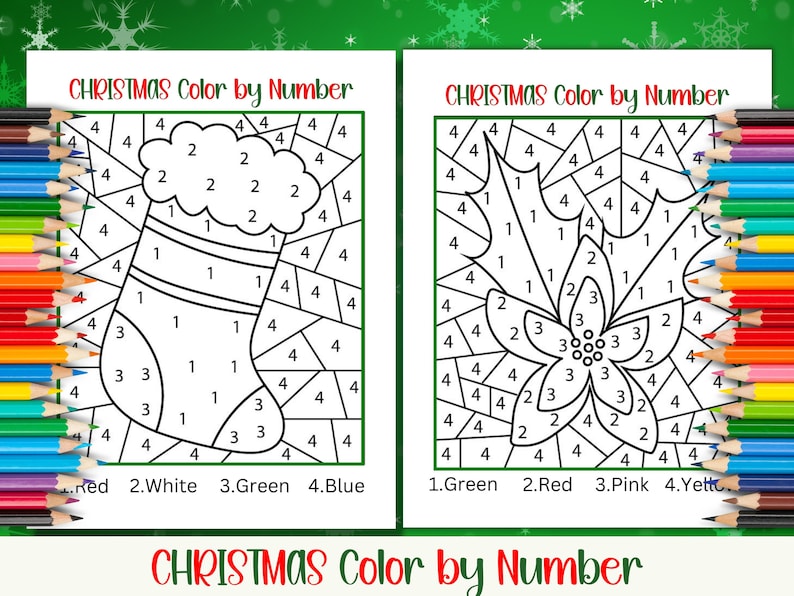Christmas Color by Number, Kids Christmas Coloring Pages, Christmas ...