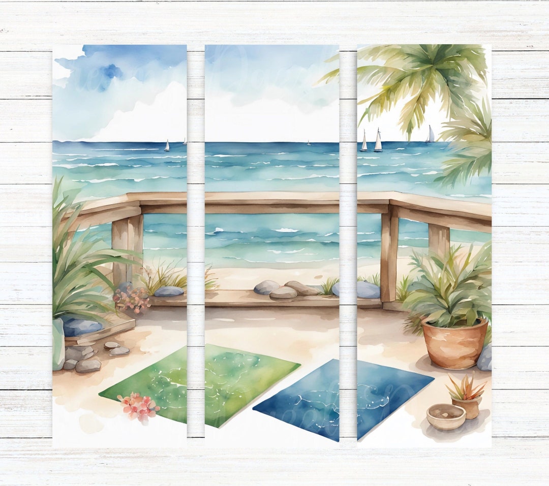 Printable Watercolor Beach Retreat Bookmarks, Serene Ocean Bookmarks ...