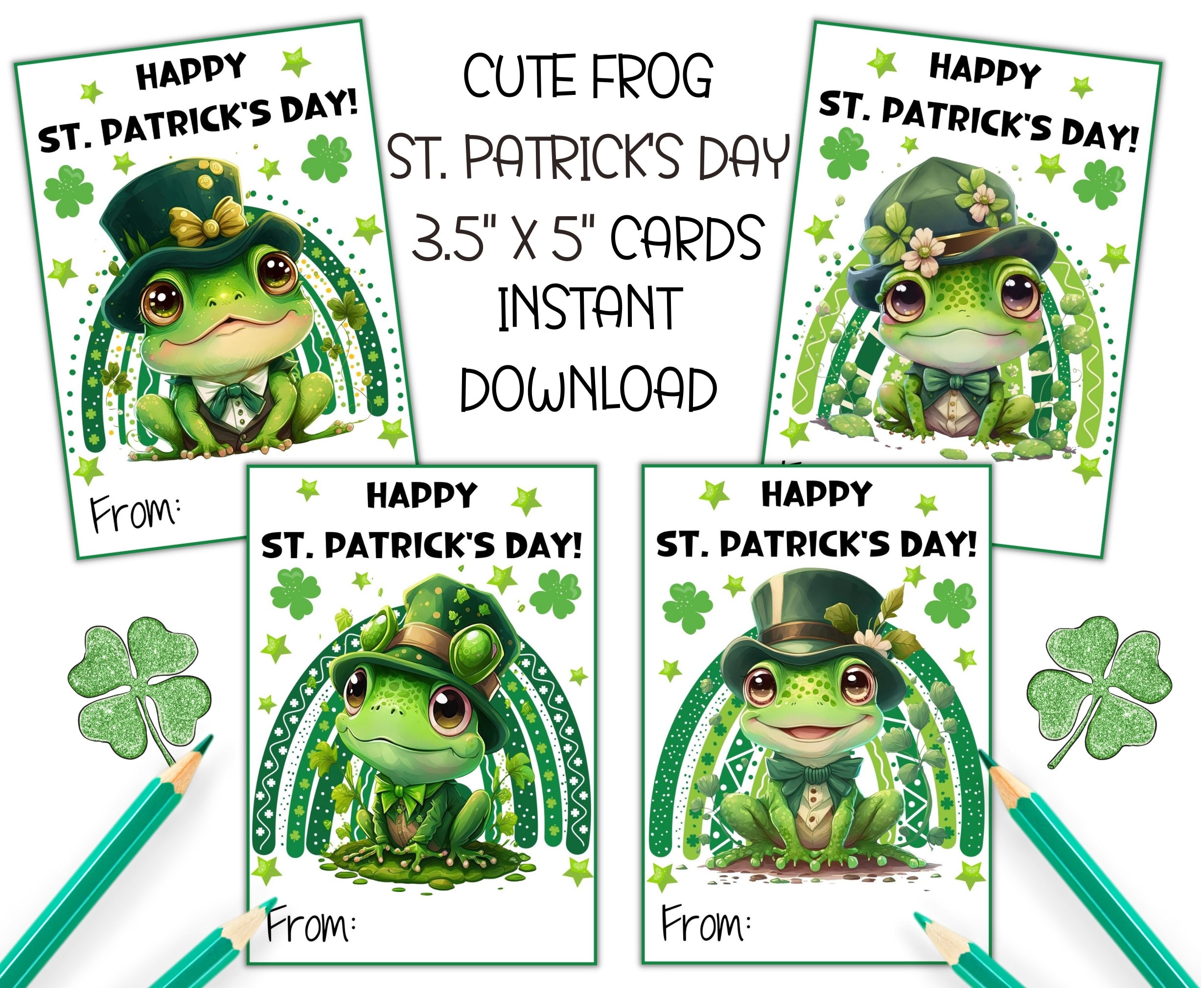 Cute Frog St. Patrick's Day Cards, Printable St. Patrick's Day Cards ...