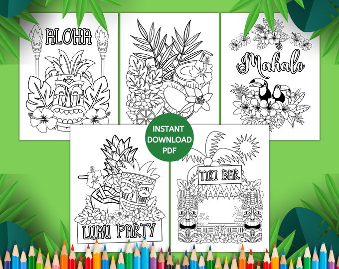 Luau Party Coloring Pages, Hawaiian Luau Coloring Pages, Summer ...