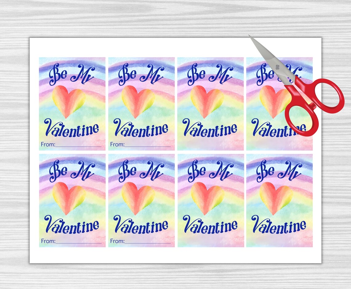Rainbow Heart Valentine's Day Cards, Printable Valentine Cards ...