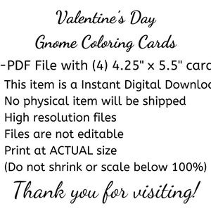 Gnome Coloring Valentine's Day Cards, Printable Valentine's Day Cards ...