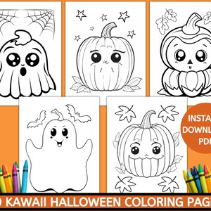 20 Kawaii Halloween Coloring Pages for Kids Printable - Etsy