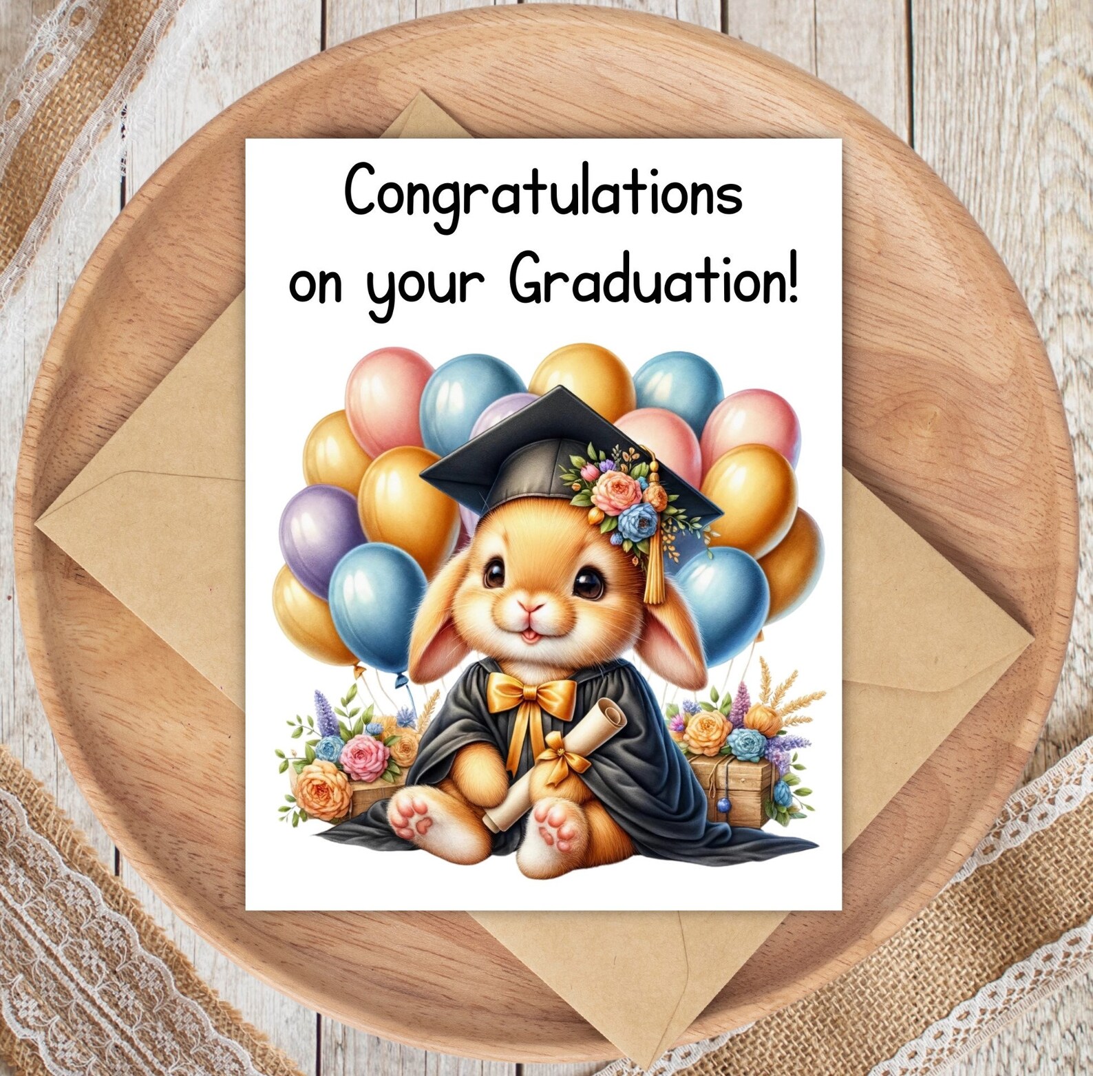 Rabbit Graduation Card, High School Graduataion Card, College Grad ...