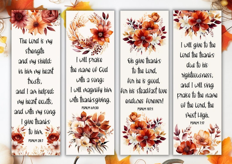 PSALM Bible Verse Bookmarks Set of 4, Printable Christian Bookmarks ...
