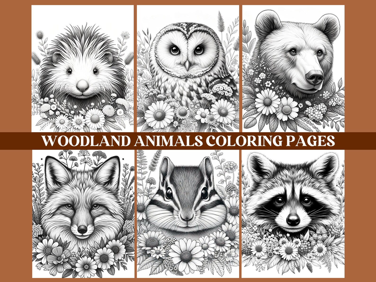 24 Woodland Animals Coloring Pages, Printable Forest Animals Coloring ...