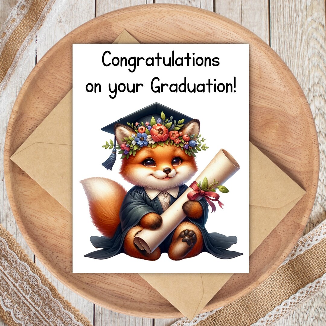 Fox Graduation Card, High School Graduataion Card, College Grad Card ...