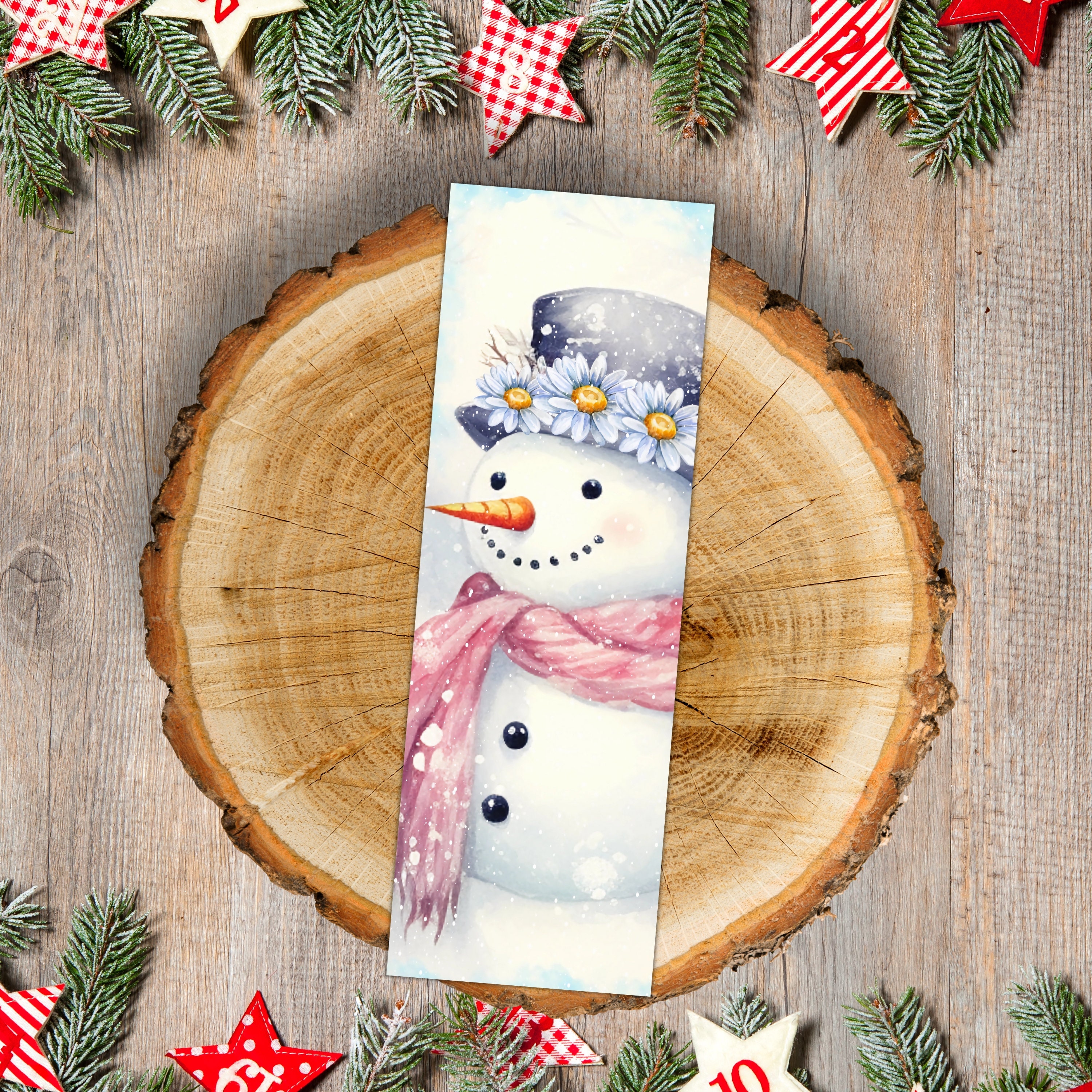 Printable Snowman Bookmarks Set of 4, Pink Christmas Bookmarks, Kids ...