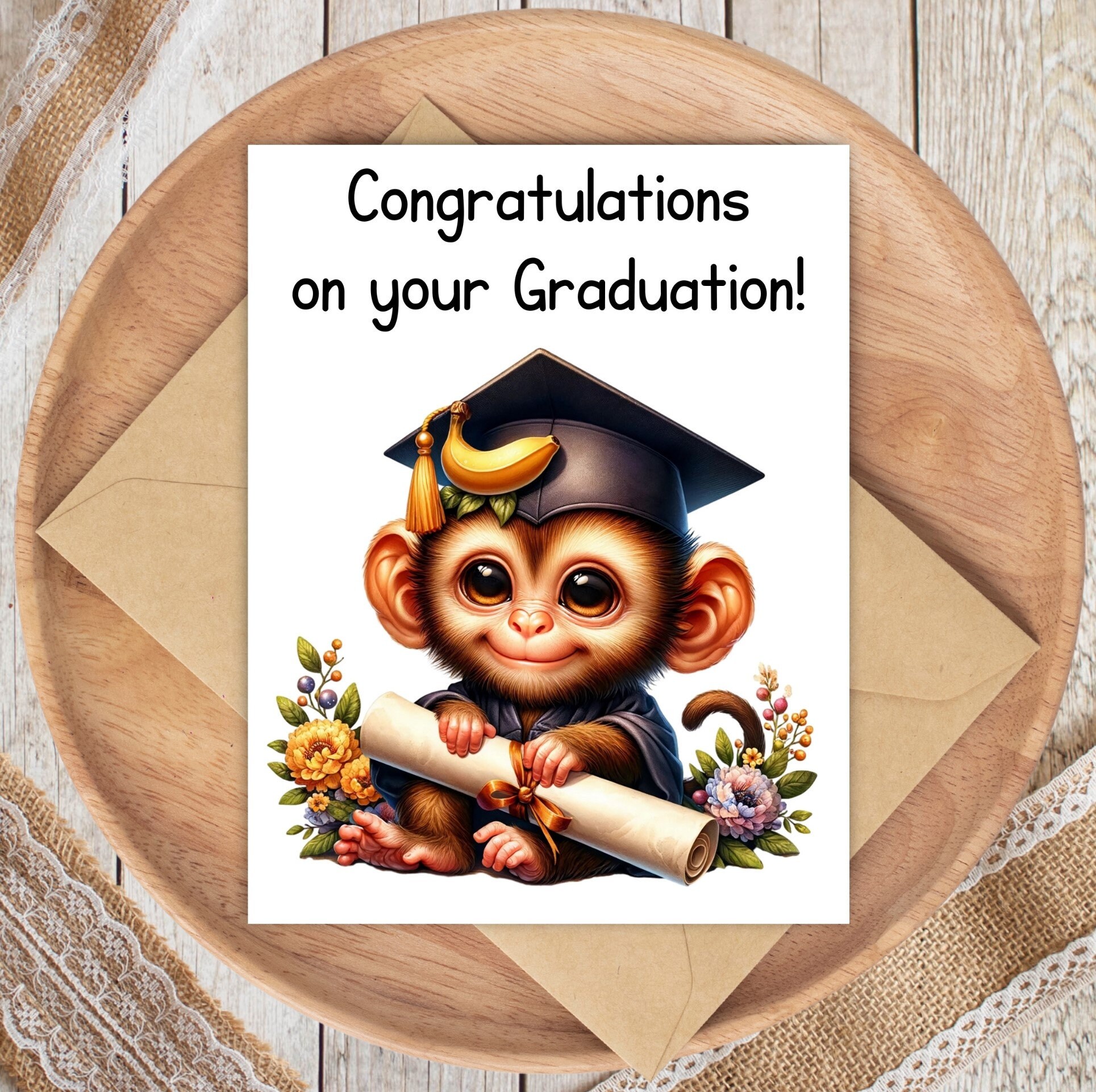 Monkey Graduation Card, High School Graduataion Card, College Grad ...