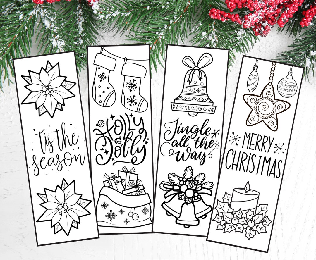 Printable Christmas Coloring Bookmarks Set of 4, Kids Christmas ...