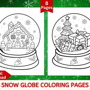 Snow Globe Coloring Pages, Christmas Coloring Pages, Christmas Activity ...