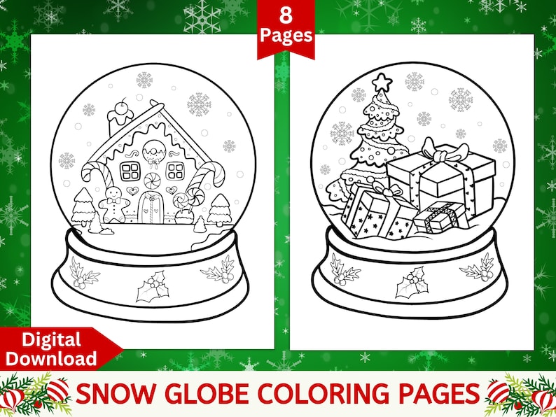 Snow Globe Coloring Pages, Christmas Coloring Pages, Christmas Activity ...