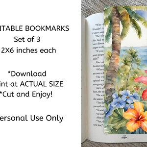 Tropical Island Bookmarks, Printable Watercolor Tropical Beach ...