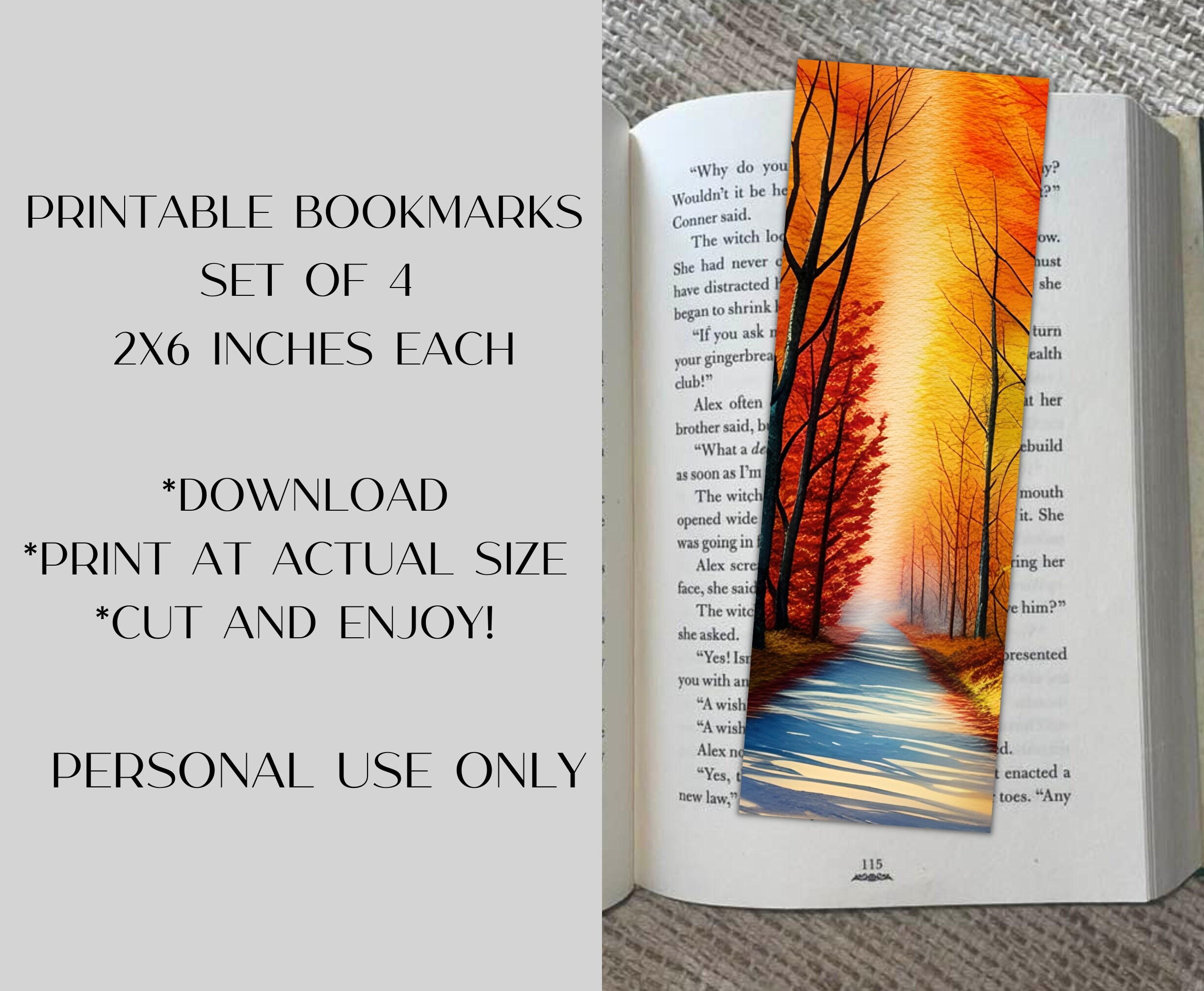 Fall Autumn Bookmarks Set 0f 4, Printable Watercolor Bookmarks, Fall ...