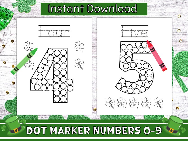 10 St. Patrick’s Day Dot Marker Coloring Pages 0-9 With Number Writing ...