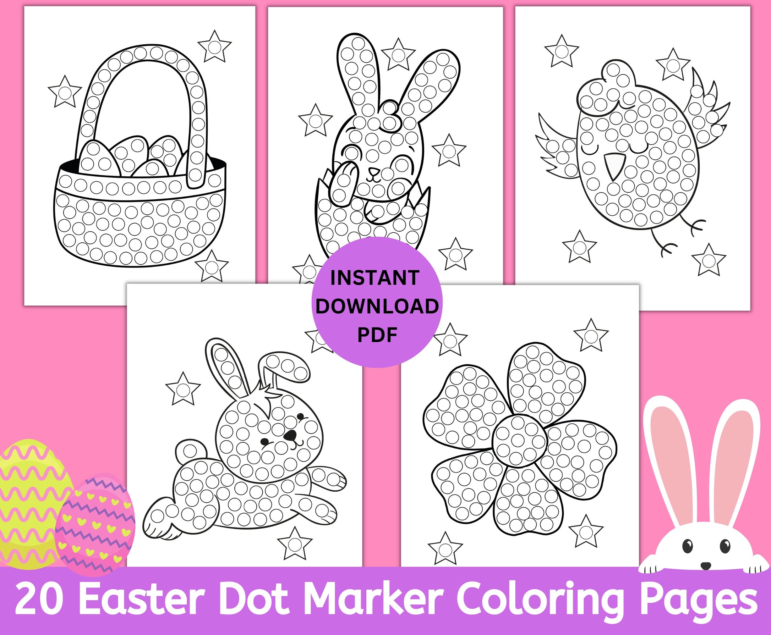 20 Easter Dot Marker Activity Pages, Printable Easter Do a Dot Marker ...