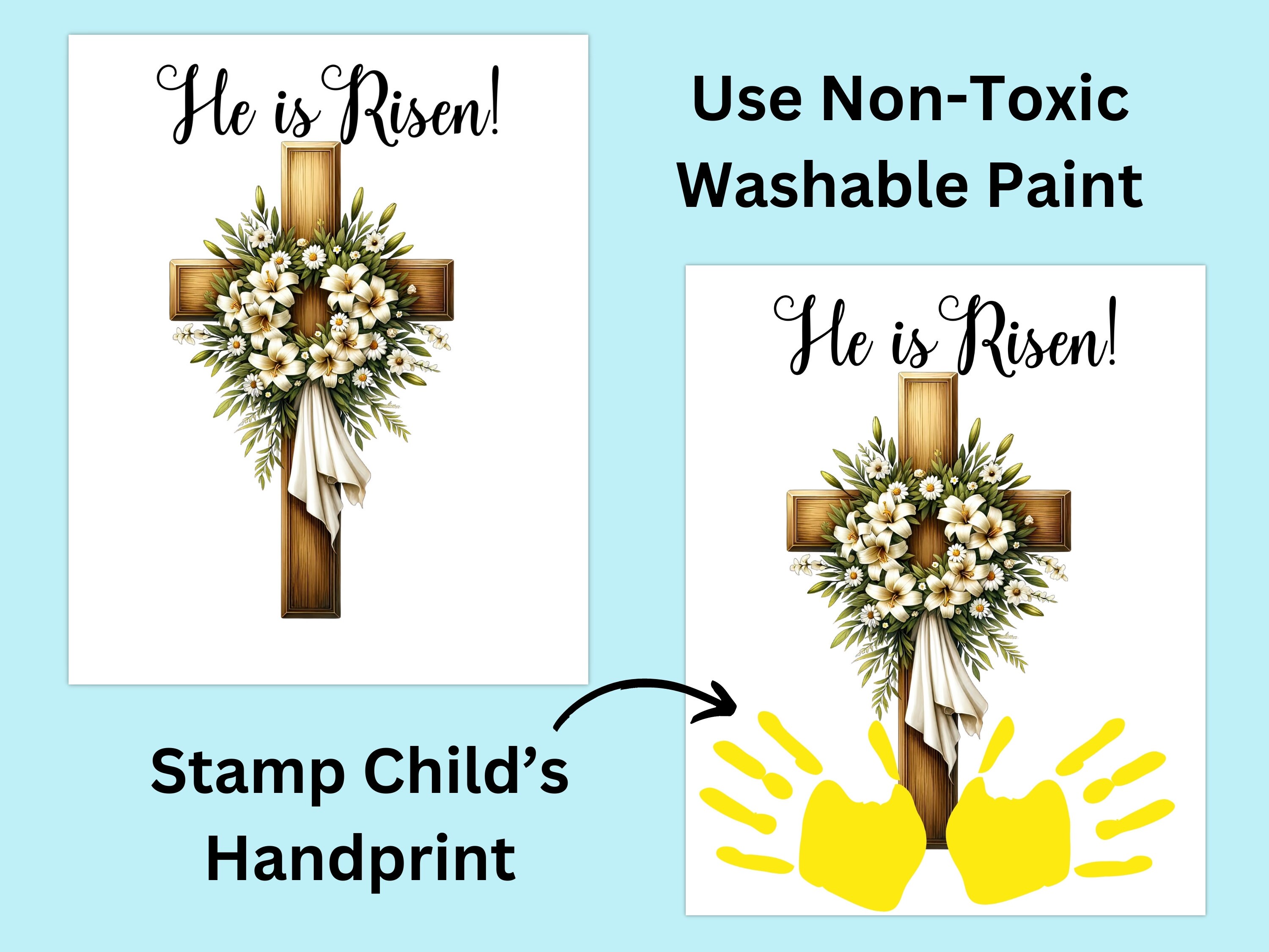 He is Risen Handprint Art Craft Printable, Easter Handprint Craft for ...