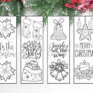 Printable Christmas Coloring Bookmarks Set of 4, Kids Christmas ...