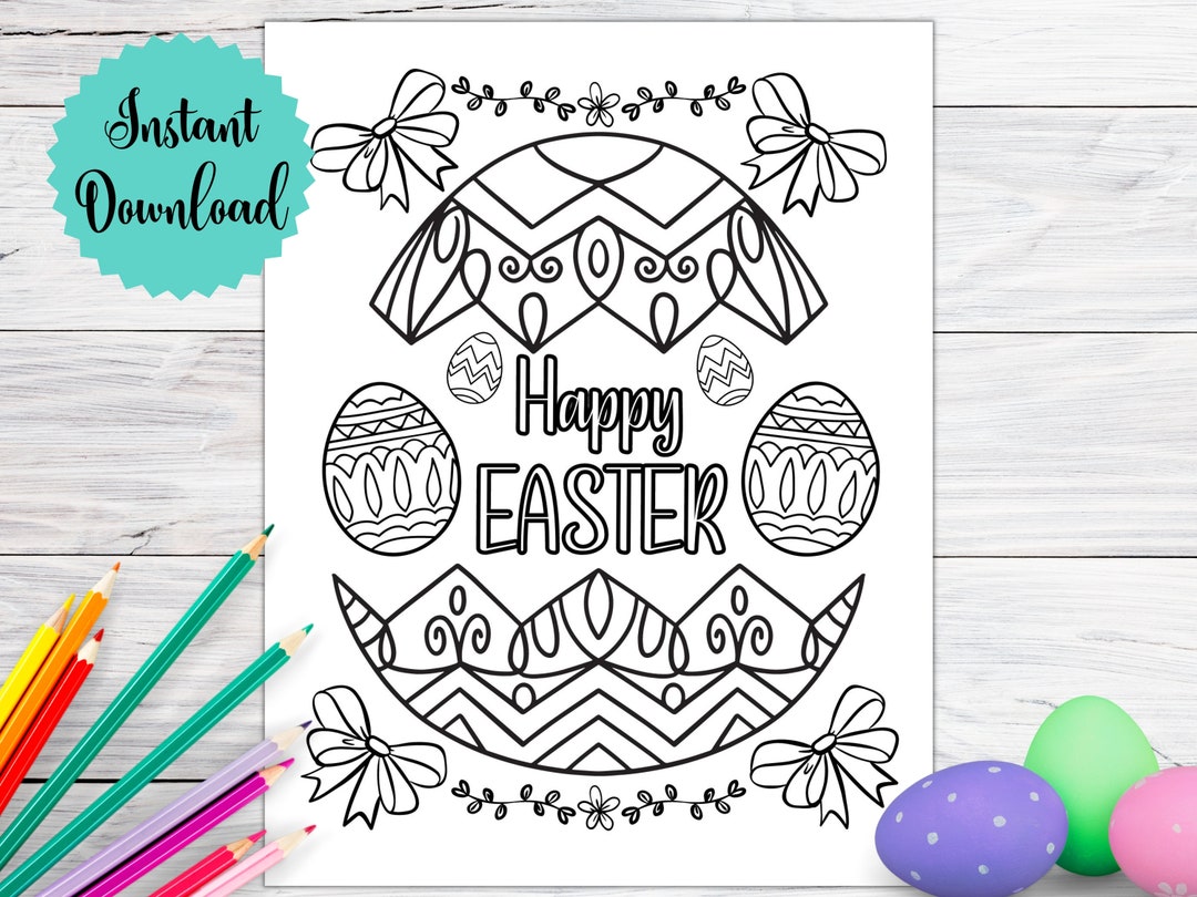Happy Easter Coloring Page, Printable Easter Coloring Pages, Easter Egg ...