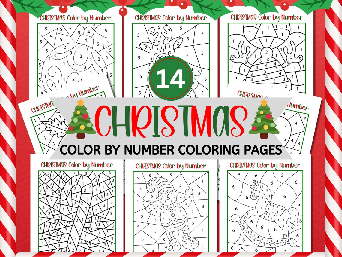 Christmas Color by Number, Kids Christmas Coloring Pages, Christmas ...