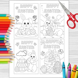 Easter Bunny Coloring Cards, Printable Easter Cards, Classroom Easter ...