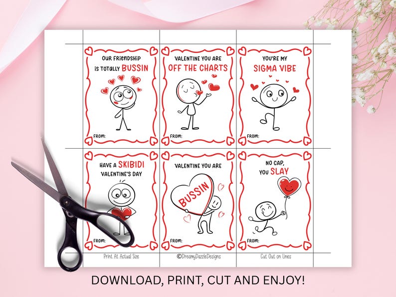 Funny Stick Figure Valentine Cards, Modern Slang Valentines, Kids ...