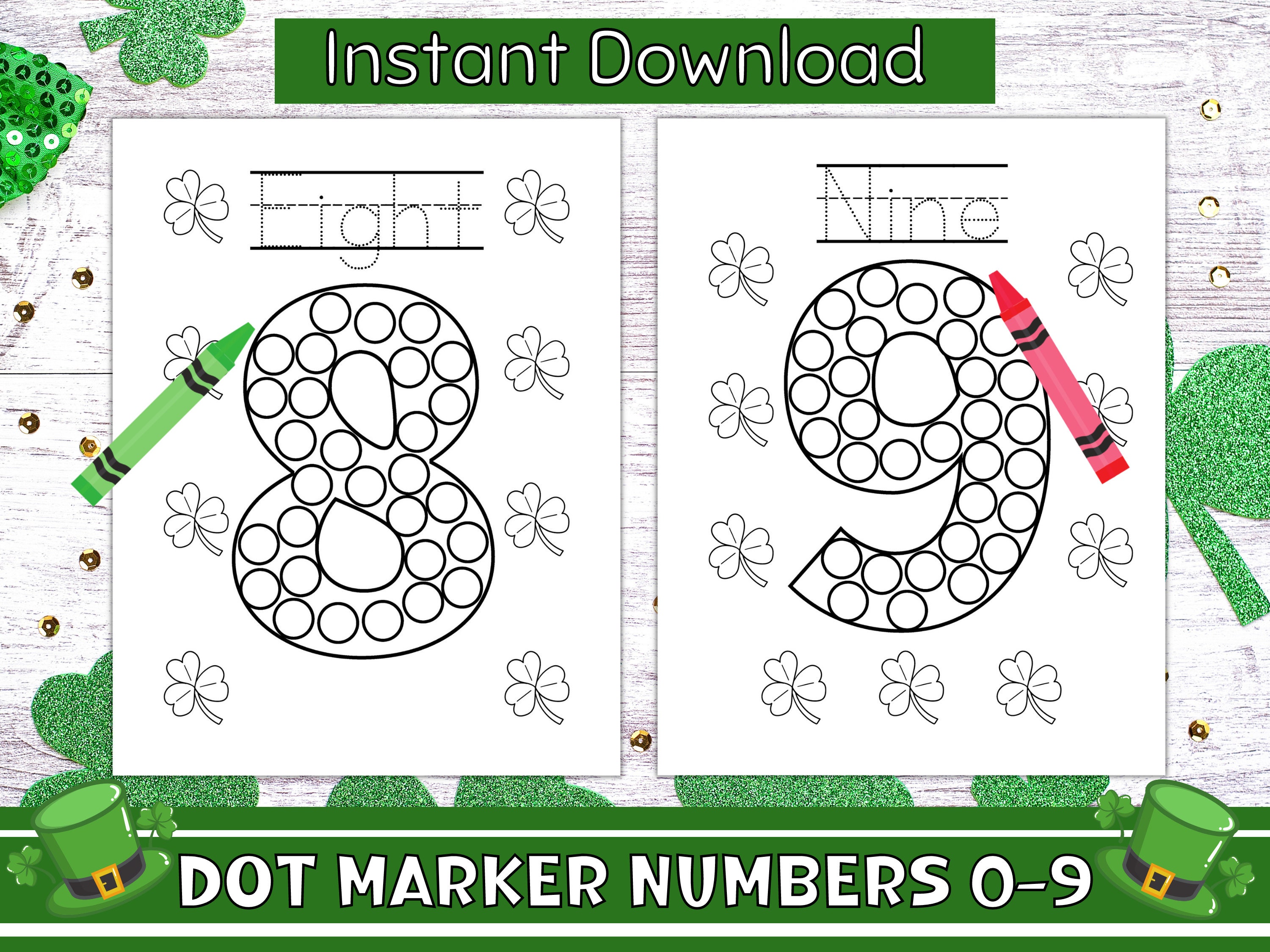 10 St. Patrick’s Day Dot Marker Coloring Pages 0-9 With Number Writing ...