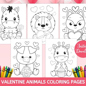 Valentine Animals Coloring Pages, Printable Valentine Coloring Pages ...