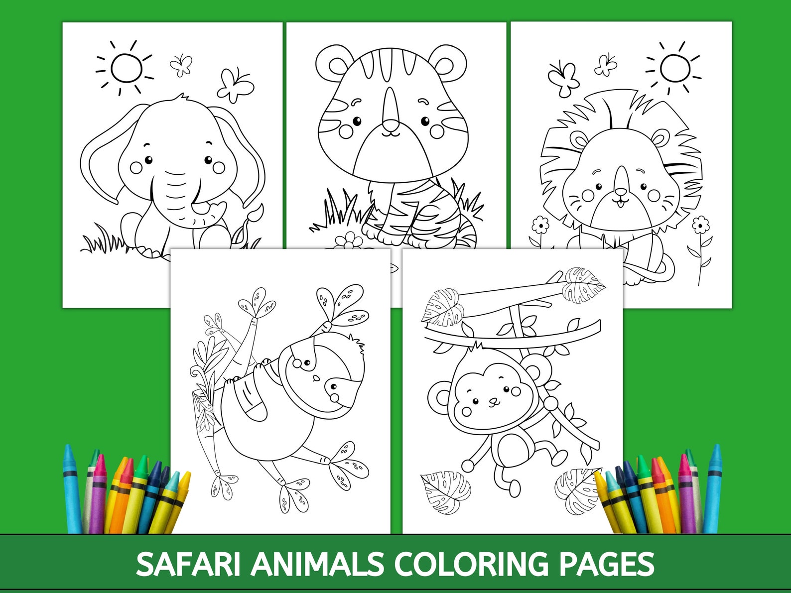 Safari Animals Coloring Pages, 10 Printable Safari Coloring Pages for ...