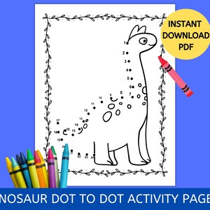 Dinosaur Dot to Dot Activity Pages Kids Dinosaur Coloring - Etsy