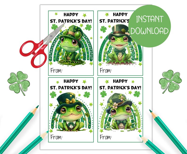 Cute Frog St. Patrick's Day Cards, Printable St. Patrick's Day Cards ...